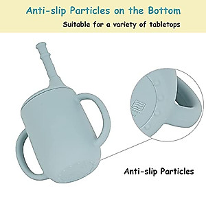 Silicone Sippy Cup with Straw, 8 Oz, 6 Months +, Easy to Clean Toddler Straw Cup for Baby, Trainer Cup for Infant, BPA-Free, Safe Use for Freezer, Dishwasher and Microwave