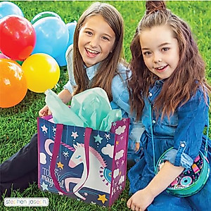 Stephen Joseph, Large Recycled Gift Bag with Handles, Kids, Reusable, Birthday Party Gift Bag, Shopping Bag
