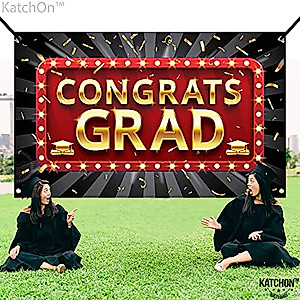 XtraLarge, Congrats Grad Banner - 72x44 Inch | Graduation Backdrop for Red and Black Graduation Decorations 2023 | Graduation Banner for Graduation Party Decorations 2023 | Congratulations Banner