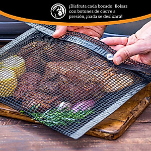 Pigtail Food Flipper Set - 17 & 12 Inch Meat Hooks & Turners With Steel Shafts & Color Coded Handles - Use In Place Of Tongs, Spatula & Meat Fork For BBQ Ribs, Steak, Chicken, Sausage, Vegetables