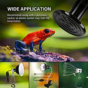 HealSmart Reptile Heat Lamp 100W Ceramic Heat Emitter, No Light Emitting Heat Bulbs for Amphibian Pet Brooder Coop Incubating Chicken, Lizard Bearded Dragon Turtle Snake Terrarium Black