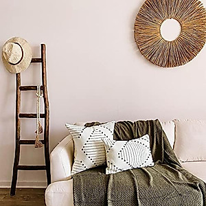 blue page Boho Throw Pillow Covers, Black and Cream White, Set of 2 Modern Farmhouse Accent Home Decor, Neutral Woven Decorative Pillow Covers for Couch/Bed (18 x 18 Inches, Cream/Black)