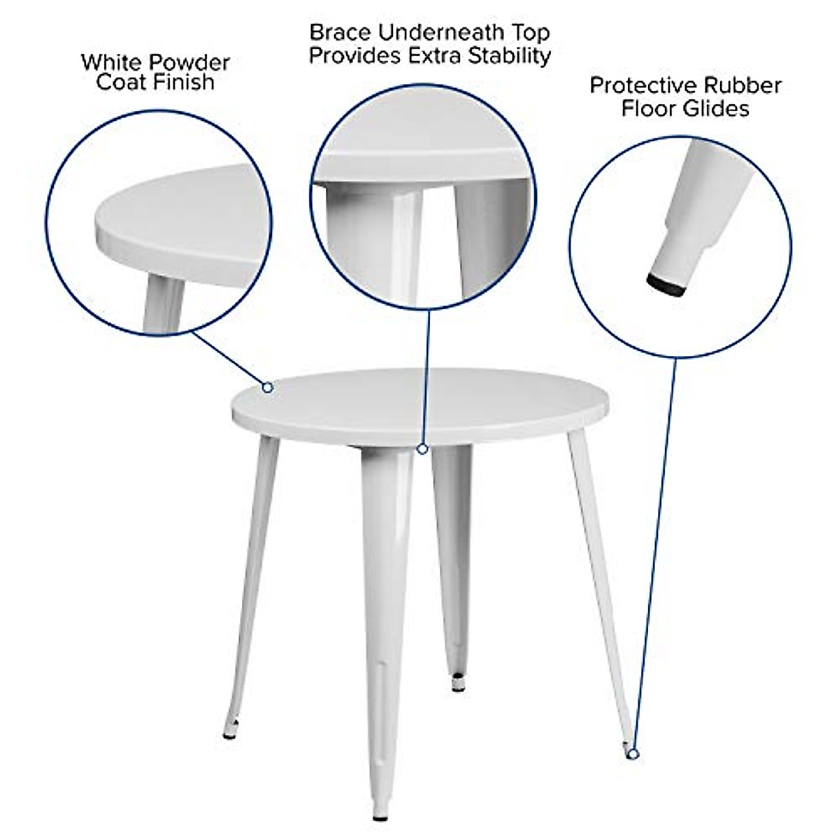 Flash Furniture Commercial Grade 30" Round White Metal Indoor-Outdoor Table
