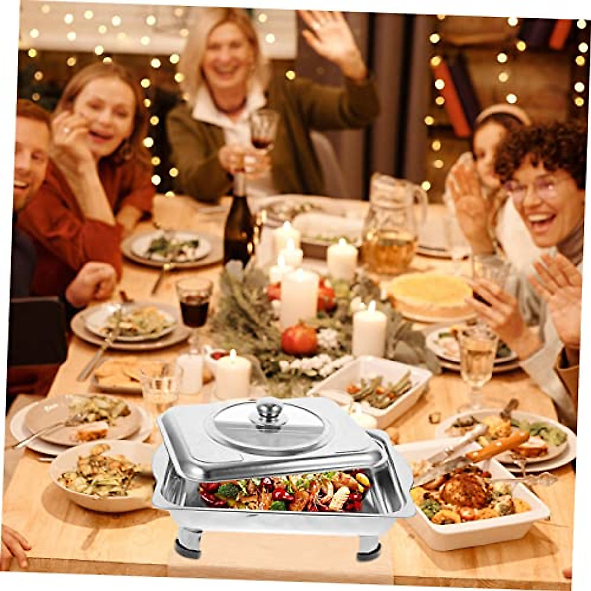 Homoyoyo 1pc Buffet Tray Heated Suit Snack Set Pan with Lid Chafing Trays Warming Tray with Lids Buffet Food Trays Simple Tray Kitchen Food Holder Classic Food Holder Steam Chocolate Plate