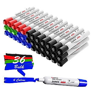 Comix Dry Erase Markers, Chisel Tip White Board Markers, 36 Bulk Assorted Colors Low Odor Markers for Kids Teachers Office & School Supplies