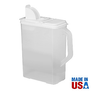 Buddeez Bulk Food Storage Container - 8 Quart All Purpose Clear & Large Pantry and Kitchen Organization and Storage - Cereal, Flour, Sugar, Rice Dispenser, EZ Grip Handle, EZ Pour Spout (White Lid)