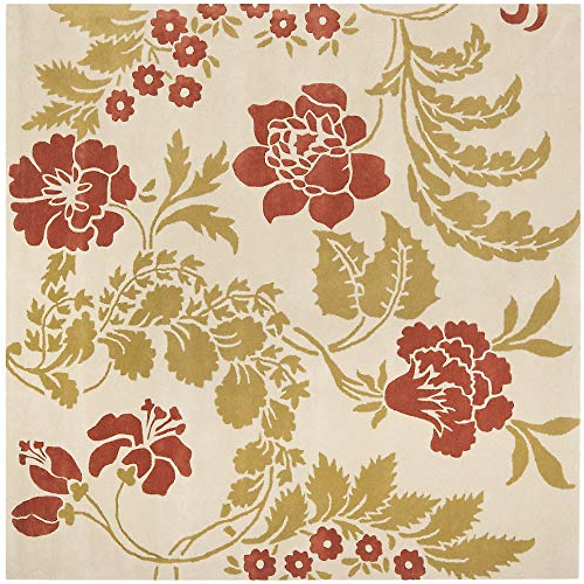 SAFAVIEH Capri Collection 7' Square Beige / Rust CPR340A Handmade Premium Wool Area Rug