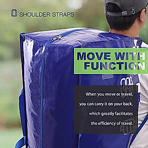 ATBAY Moving Bags Heavy Duty Extra Large Storage Bags with Zipper and Strong Handles for Clothes/Shoes/Blanket, 8PACK Blue