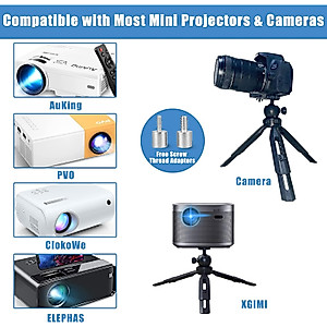 2-Be-Best Mini Projector Stand, Mini Projector Tripod Mount Compatible with DR.J, DBPOWER, Anker, PVO, Artlii, LoongSon, AuKing, ClokoWe, VOPLLS and Most Mini Projectors (Black, Upgraded)
