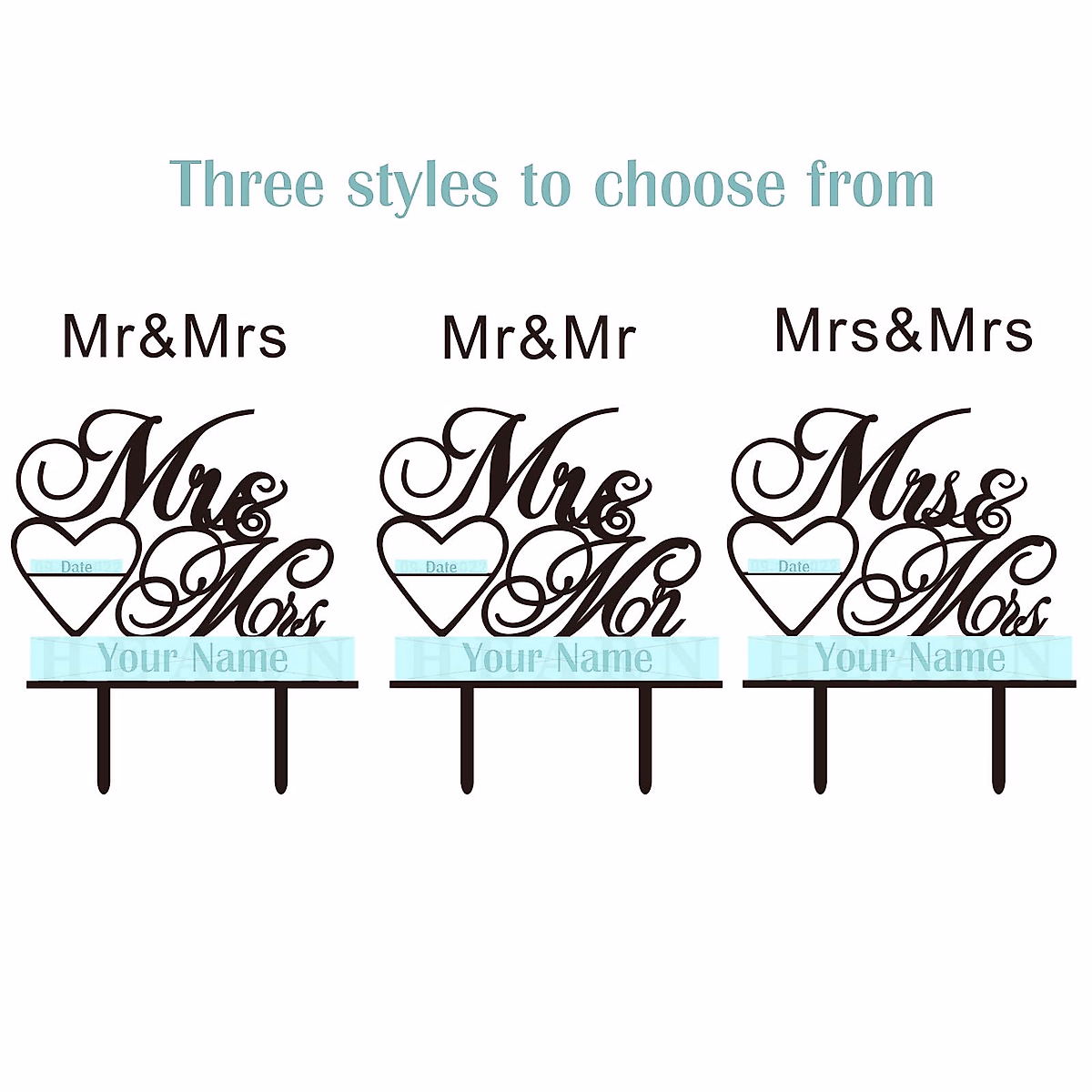 Personalized Mr & Mrs Cake Topper for Wedding,14 Colors Customized Wedding Date And Last Name To Bride and Groom,Rustic Wedding Anniversary Cake Topper