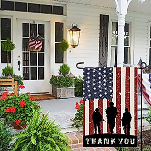 Patriotic American Soldier Thank You Garden Flag 12x18 Inch Double Sided 4th of July Independence Day Memorial Day Yard Outdoor Decor USA Flag