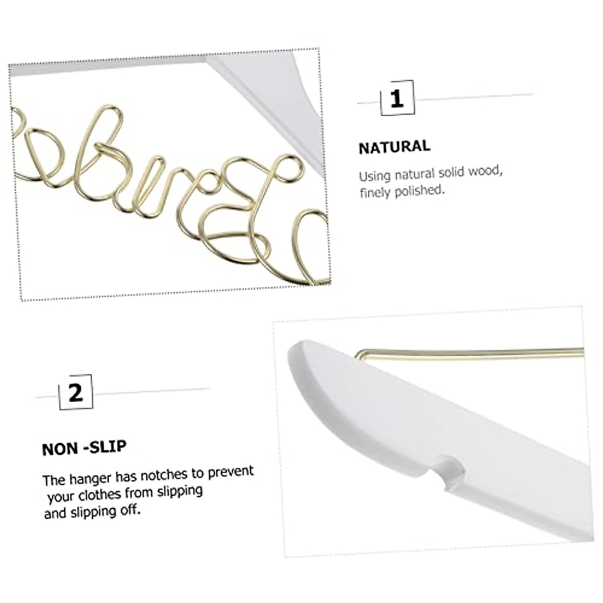 Garneck Bridal Hanger Wedding Hanger Nonslip Hangers Wire Hangers Bride Wedding Hangers Wedding Clothes Hanger Wood, Iron Dress Rack Bridegroom Clothing Bride Hanger for Wedding Dress