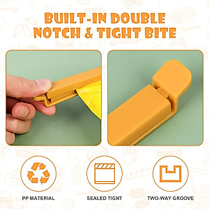 AUAUY 15 PCS Snack Bag Clips with Magnet Backs, Reusable Plastic Sealing Clips for Food Packages, Multipurpose Barrette-style Design Food Bag Clips for Kitchen Storage, 4.72in, Candy Color (5 Colors)