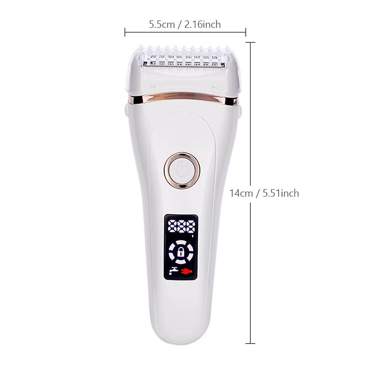 Electric Lady Shaver Bikini Trimmer, Wet & Dry Rechargeable Cordless Painless Electric Razor for Women, LED Display Razor for Legs Underarms (White)