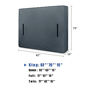 PAMYO King Mattress Bag for Storage Moving Protector, Waterproof Reusable Mattress Cover with Heavy Duty 8 Handles Water Resistant Zipper Closure and 2 Adjustable Straps, Gray