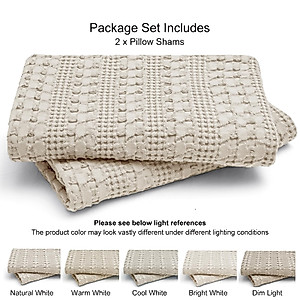 PHF 100% Cotton Waffle Pillow Shams Standard Size, 2 Pack 20" x 26" Soft Skin-Friendly Pillowcases, No Filling, Aesthetic Woven and Breathable Waffle Weave Pillow Case Covers for Bed, Oatmeal