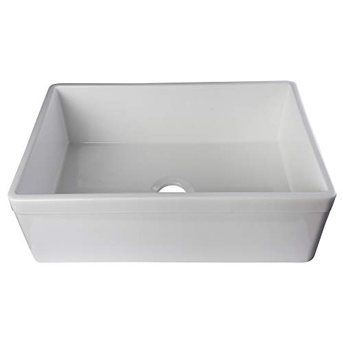 ALFI brand AB511 White 30-Inch Decorative Lip Single Bowl Fireclay Farmhouse Kitchen Sink, White
