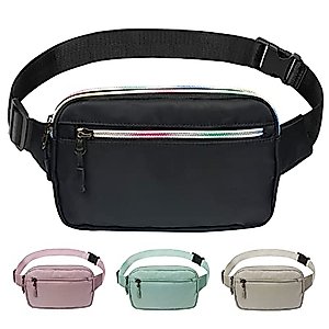Fanny Packs for Women Belt Bag Crossbody,Fashionable Waist Bag Cute Hip Bum Bag for Travel Running Hiking Workout (Black)