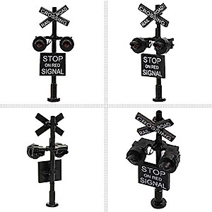 JTD1507RP 1 Set N Scale Railroad Train/Track Crossing Sign 2 Heads LED Made + Circuit Board Flasher-Flashing Red Train Stop on red Signal Lights Decoration and Party