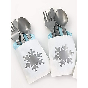 Snowflake Party Cutlery - 24 Set for Baby Shower or Winter Onederland Birthday