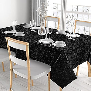 3 Pcs Black Sequin Glitter Tablecloth 54 x 108 Inch Sparkly Shimmer Shiny Waterproof Rectangle Table Cover for Wedding Birthday Graduation Decorations