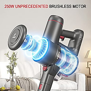 Afoddon Cordless Vacuum Cleaner, 250W 25000PA Powerful Stick Vacuum Cleaner with 2200mAh Battery 35Mins Runtime 6 in 1 Lightweight Vacuum Cleaner for Hardwood Carpet Pet Hair Car Cleaning