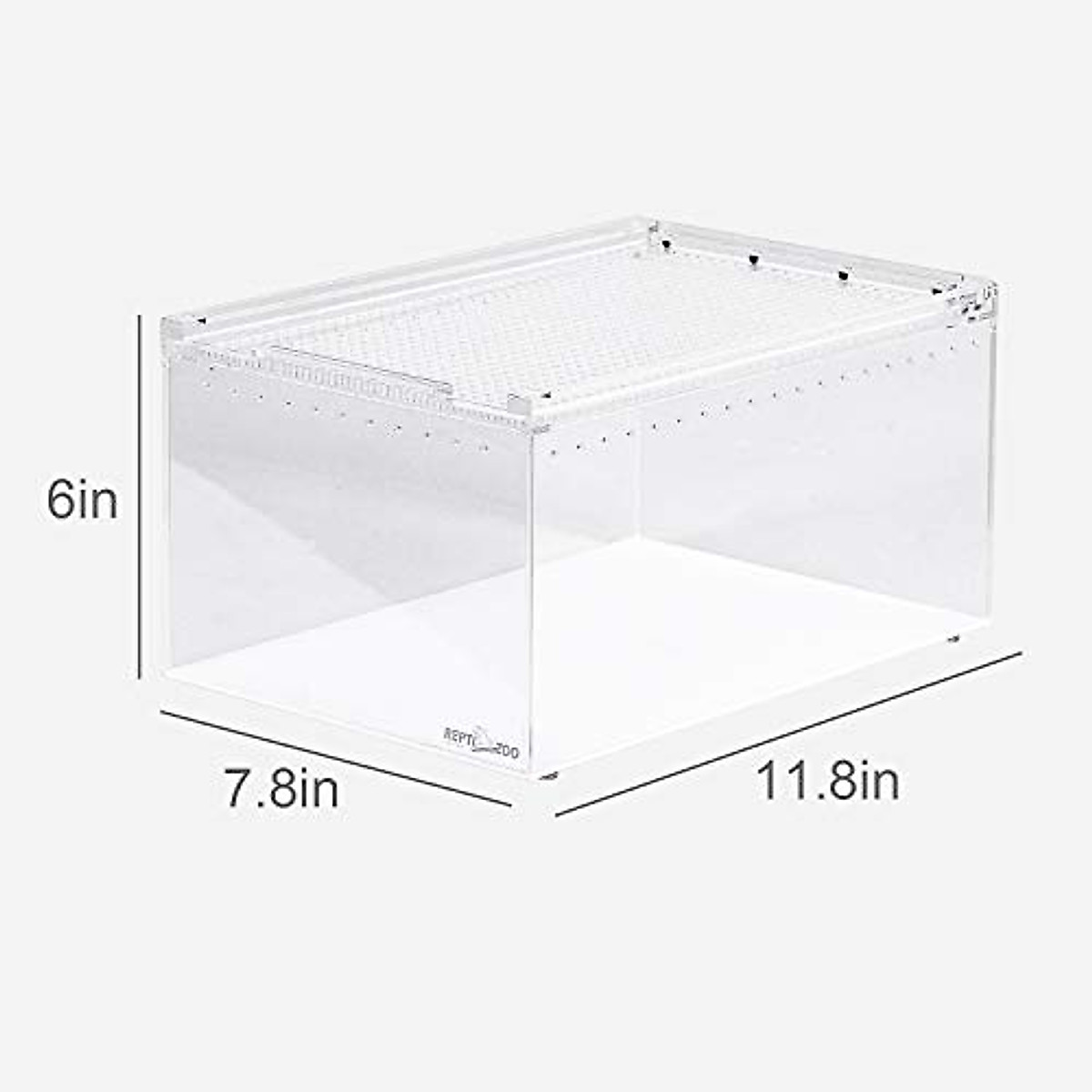 REPTI ZOO Magnetic Acrylic Breeding Enclosure, 12x8x6 Inch Flat Long Reptile Breeding Box Terrarium Cage for Tarantula Scorpion Sling Isopods Lizards Roach Invertebrates Insect Mantis
