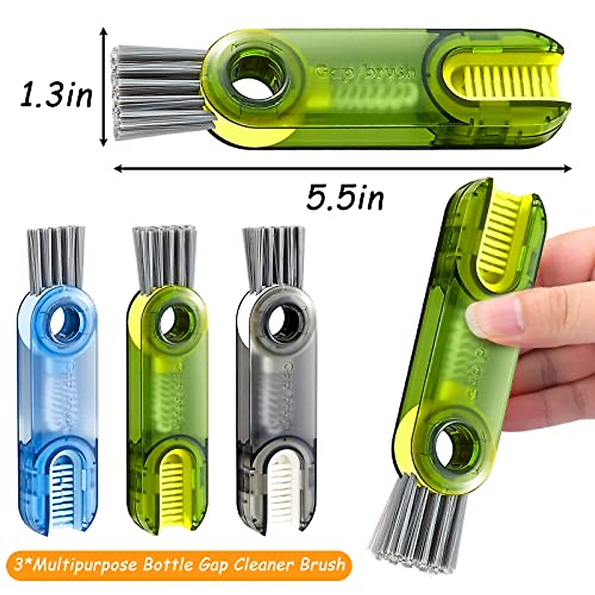 XANGNIER 3 in 1 Multipurpose Bottle Gap Cleaner Brush,3 Pack Cup Cover Cleaning Brush,Cup Crevice Cleaning Tools,Water Bottle Cleaner Brush,Home Kitchen Cleaning Tools