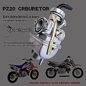 Pz20 Carburetor Fit Tao Tao 50cc 110cc 125cc Atv Coolster Nst Sunl Chinese Quad 4 Stroke Wheeler Parts Engine Carb For Honda Kazuma Dirt Baja Mini Kart Pit Scooter (PZ20 Carburetor)