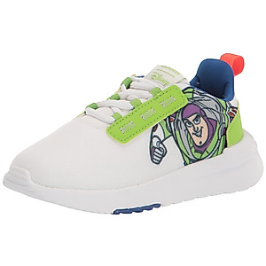 adidas Racer TR21 Running Shoe, FTWR White/FTWR White/Semi Solar Green (Buzz Lightyear), 1 US Unisex Little Kid