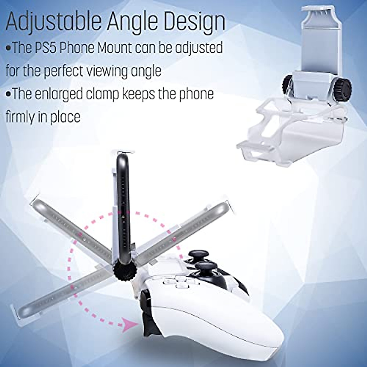 ADZ PS5 Controller Phone Mount Holder Clamp Smart Clip for PS5 Dualsense Controller Perfect for PS Remote Play