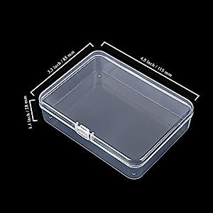 8-Pack Rectangular Plastic Storage Containers Box with Hinged Lid for Beads and Crafts, 4.5 x 3.3 x 1.1 inch / 115 x 85 x 28 mm (Translucent)
