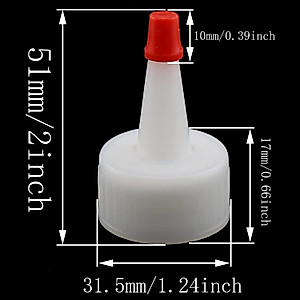 E-outstanding Red-Tip Cap 24PCS Red Plastic Pointed Mouth Bottle Caps Yorker Dispensing Caps Pointed Mouth Bottle Cap Replacement Tip Caps for Squeeze Bottle Glue Bottles Dispensing Cap