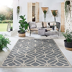 Rugshop Contemporary Geometric Design for Patio Rugs,Deck Rugs,Balcony Rugs Indoor/Outdoor Area Rug 5' x 7' Blue