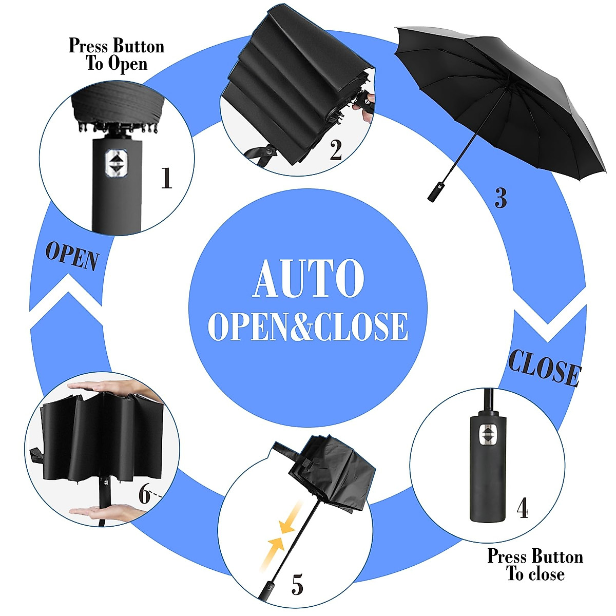 UPF 50+ Beach Umbrella with Adjustable Universal Clamp