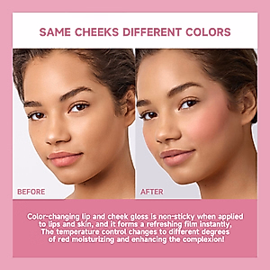 DAGEDA 2Pcs Color Changing Lip Oil, Color Change Liquid Blush,Clear Liquid Blusher Oil Waterproof Eyeshadow Moisturizing Face Blush Oil, Clear Blush for Women Face Makeup