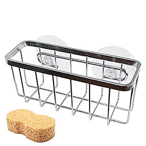 2 Pcs Sponge Holder for Kitchen Sink,304 Stainless Steel Kitchen Sink Suction Cup - Adhesive Kitchen Sponge Holder Kitchen Sponge Sink Organizer Without Drilling for Kitchen, Bathroom Edorro