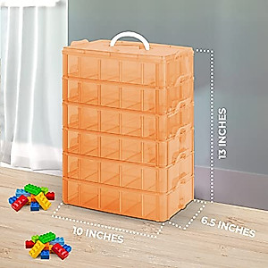 LifeSmart Stackable Storage Bin Organizer Box with Adjustable Compartments | Small Plastic Containers with Dividers for Beads DIY Art Craft, Small Toys, Jewelry, Fishing Tackles and Sewing Supplies