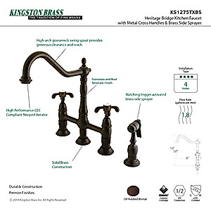 Kingston Brass KS1275TXBS French Country Bridge Kitchen Faucet, 8-3/4-Inch, Oil Rubbed Bronze