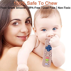 AIZIXIN Soft Silicone Baby Teething Toys,TV Remote Control Shape Teething Toys for Babies 3-24 Months, BPA Free Baby Teethers Relief Soothe Toys, Baby Chew Toys for Toddlers Boy Girl(Pink)