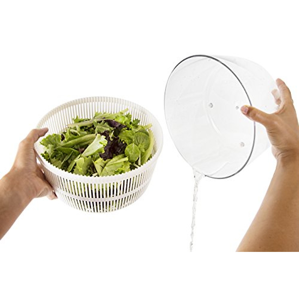 Ozeri Italian Made Fresca Salad Spinner and Serving Bowl, BPA-Free,White