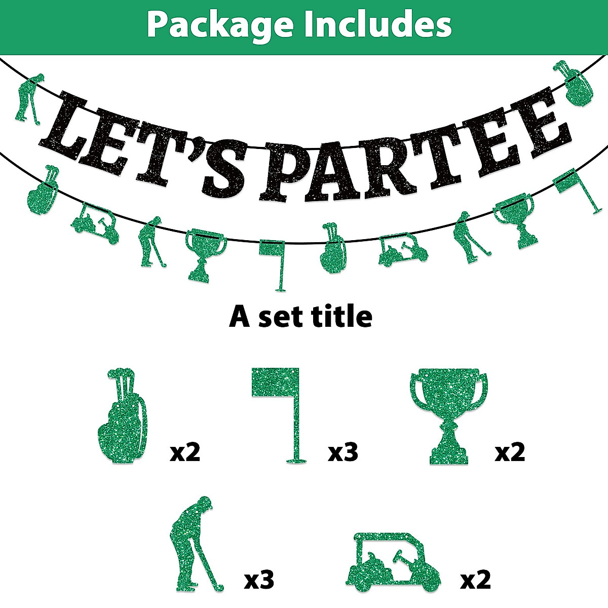 Golf Birthday Banner Let's Partee Golf Themed Party Decorations Golf Party Supplies for Lets Partee Banner Golf Happy Birthday Party Adults Kids Baby Shower Hanging Swril Decor
