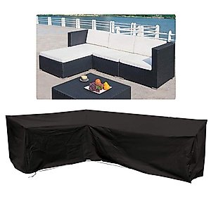 FLR Patio Furniture Cover 87(Left) x112(Right) inches L-Shaped Sectional Sofa Cover Waterproof Dustproof Furniture Protection Corner Sofa Cover for Outdoor Indoor Veranda