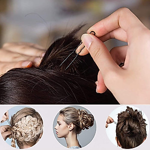 WSICSE U Shaped Hair Pins, 200Pcs 2.4Inches Hair Bun Pins with Storage Box for Buns, Women, Girls and Wedding Hairstyles (Black+Brown)