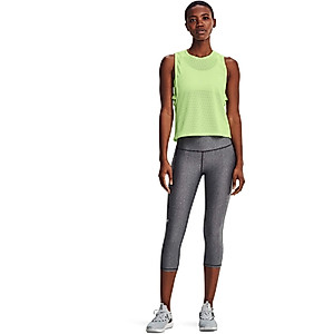 Under Armour Womens HeatGear Armour High Waisted Pocketed No-Slip Capri , Charcoal Light Heather (019)/White , Medium