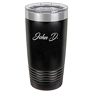 Personalized Stainless Steel Tumbler | Double Wall Stainless Steel Vacuum Insulated Water Bottle | Keeps Your Drink Hot & Cold | Coffee Cup for Travel, Work, Gym, Fitness (BLACK, 20 oz.)