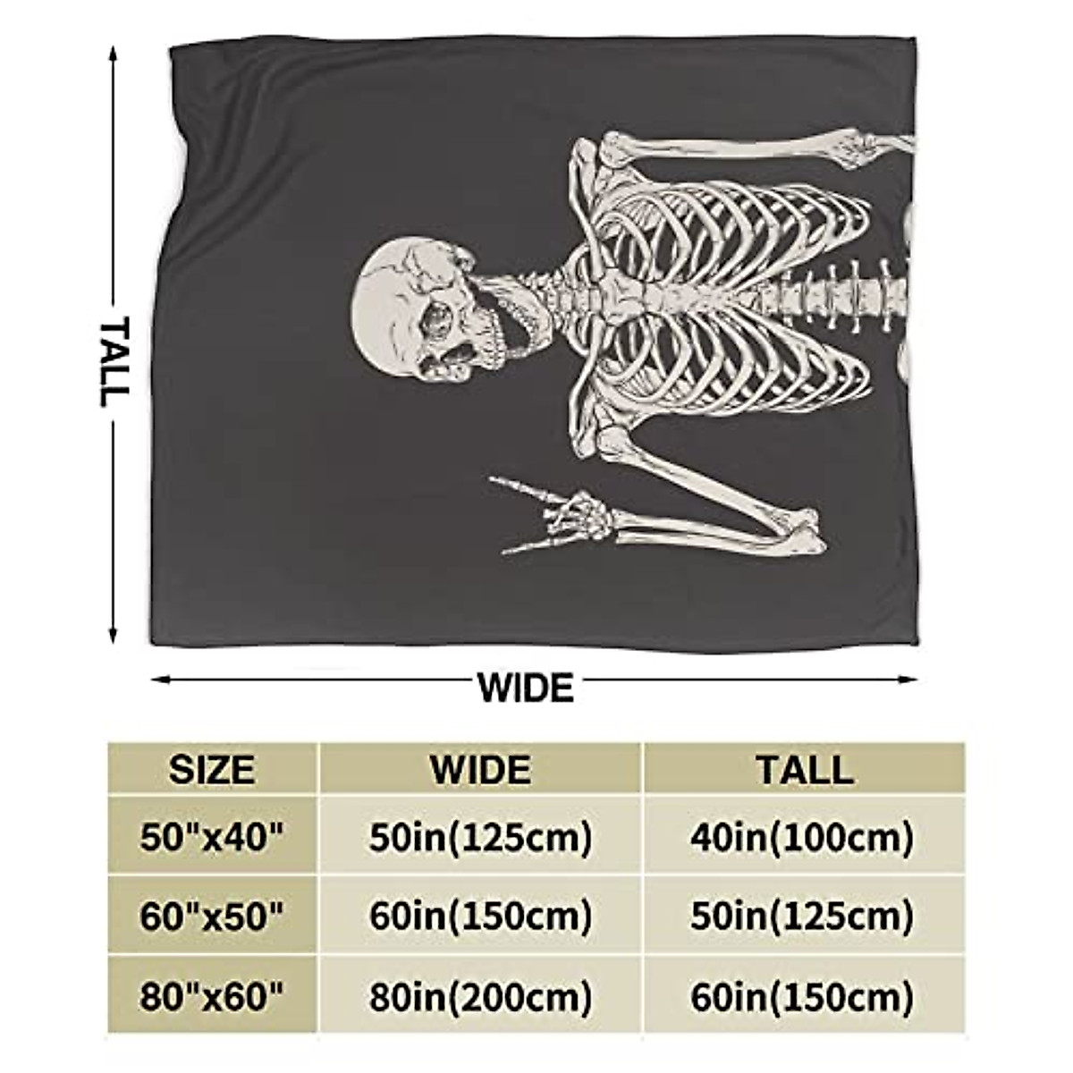 Skeleton Posing SiolatedThrow Blanket Cozy Soft Warm Lightweight Flannel Fleece Blankets for Bed Sofa Couch