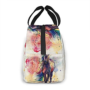 TMVFPYR Horse Lunch Bag Cooler Bag Women Tote Bag Insulated Lunch Box Water-resistant Thermal Soft Liner Lunch Container for Picnic Travel Boating Beach Fishing Work