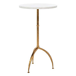 Safavieh Home Collection Mikhail and Iron End Table, White/Gold Granite
