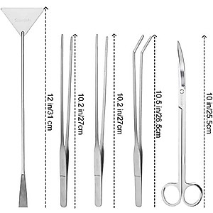 Aquarium Plant Scissor Tweezers Spatula Tool - Fish Tank Tool Kits Stainless Steel Aquatic Plants Aquascaping Tools Set for Fish Starter Kits & Aquariums Tank(5 in 1)